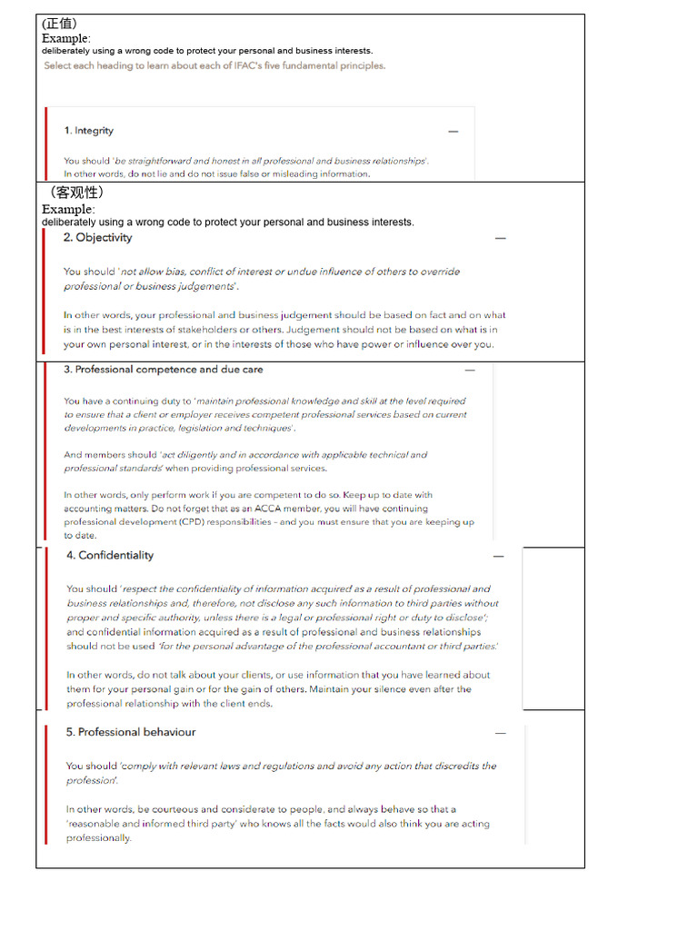 （客观性） Example:: deliberately using a wrong code to protect your personal and business interests ...