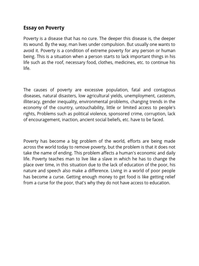 Essay On Poverty | PDF