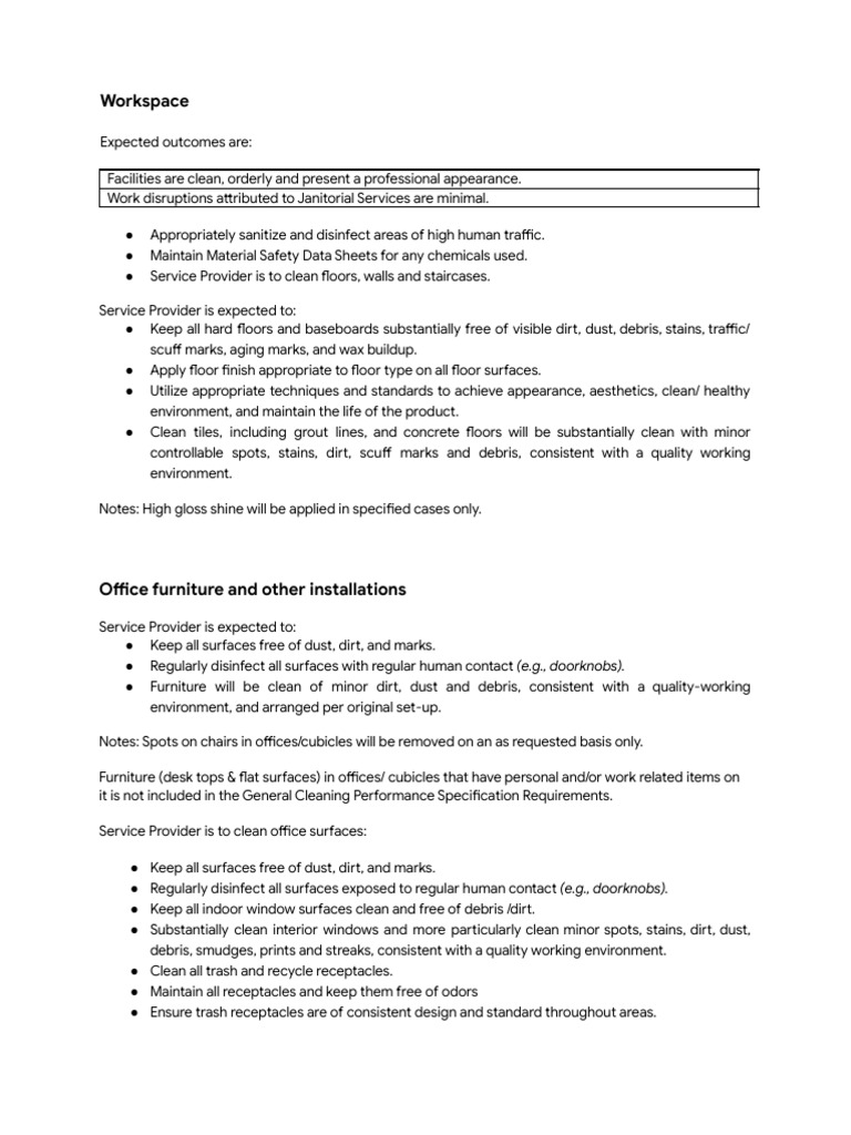 MOP Janitorial Standard | PDF | Recycling