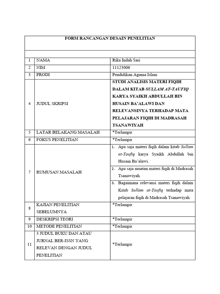 Form Rancangan Desain Penelitian | PDF | Sains & Matematika | Agama ...