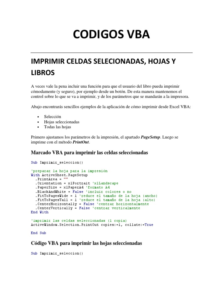Codigos Vba | PDF | Macro (informática) | Microsoft Excel