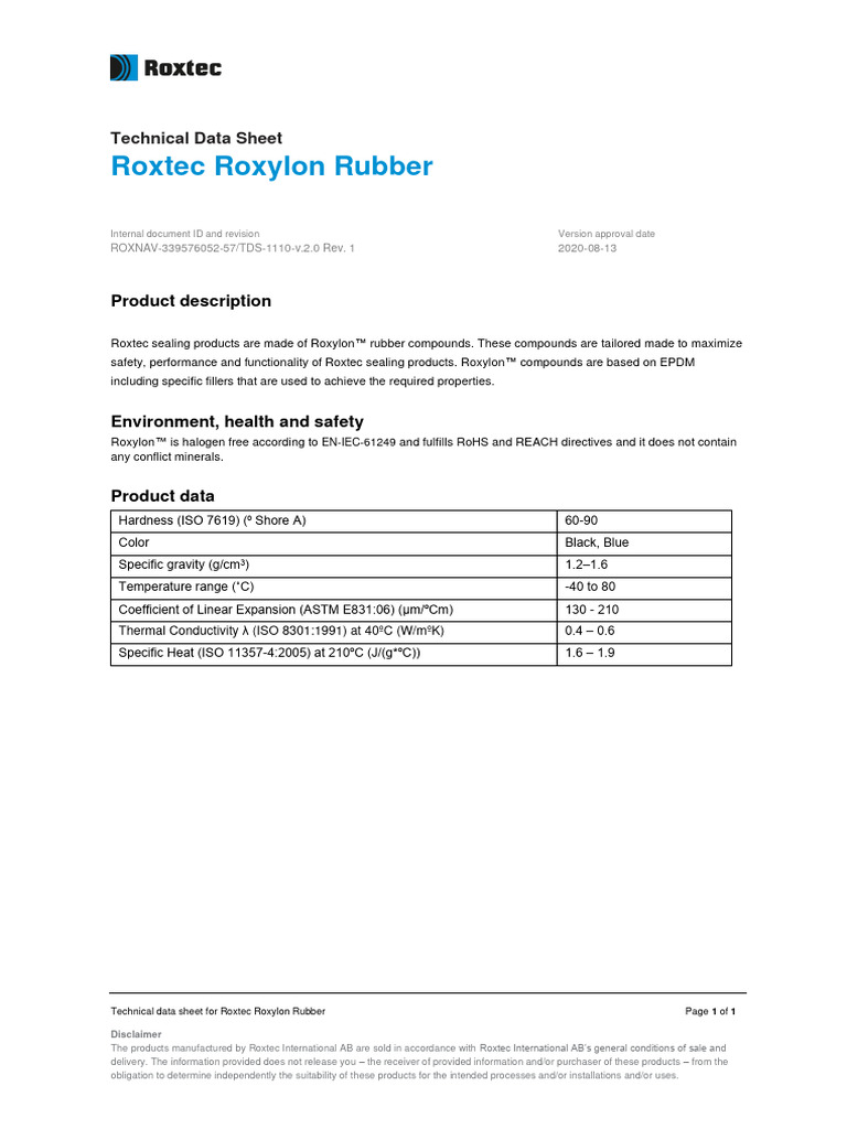 Roxtec Roxylon Rubber | PDF | Science & Mathematics