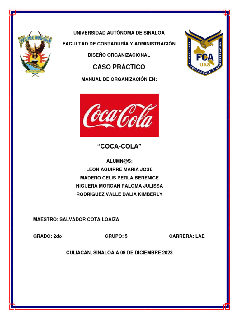 Manual de Organizacion-COCA - COLA | PDF | Gestión de recursos humanos ...