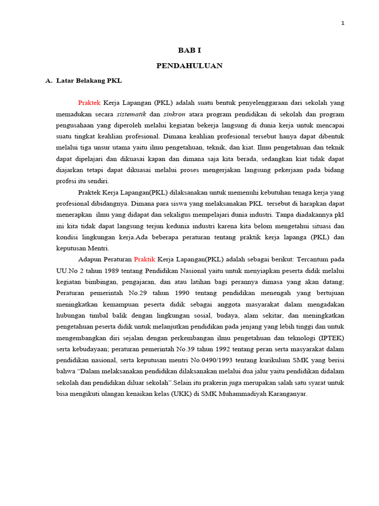 Bab 1 Laporan | PDF