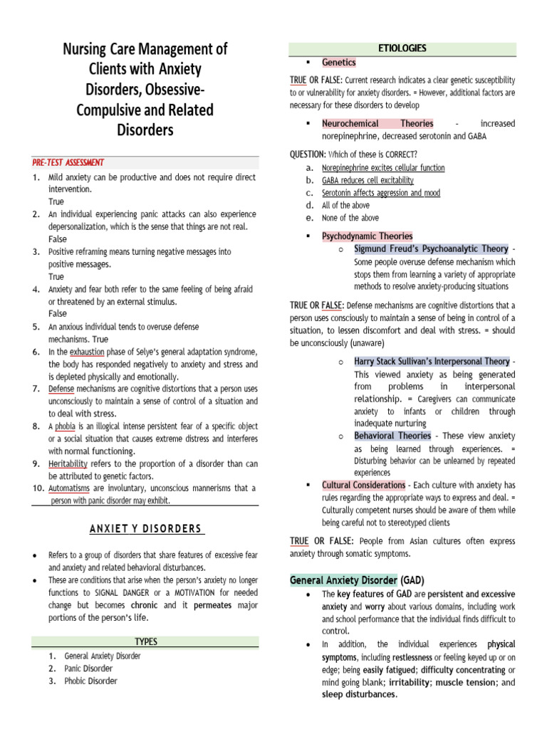 Anxiety Disorders, Obsessive-Compulsive and Related Disorders | PDF | Anxiety | Obsessive ...