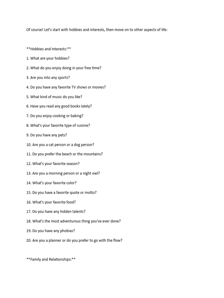 80 Questions to Ask | PDF | Psychology | Behavioural Sciences