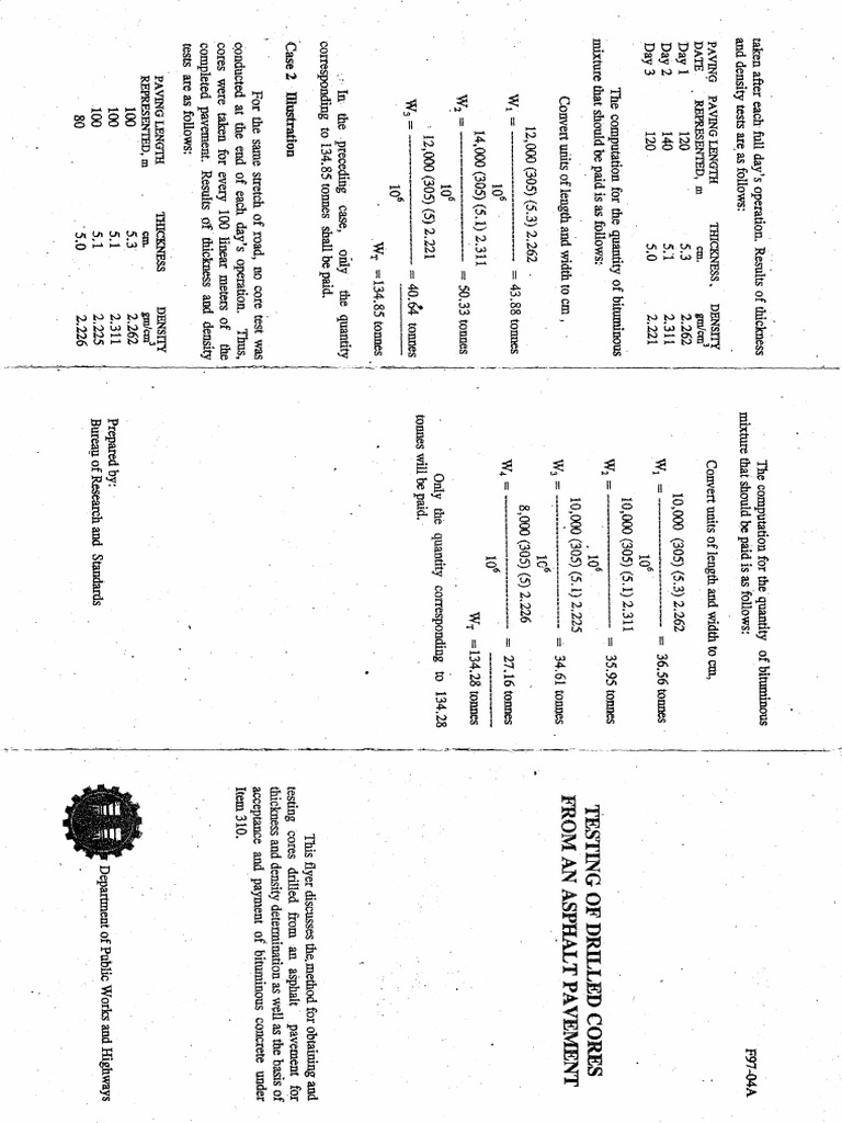 Testing of Drilled Cores From Asphalt Pavement | PDF