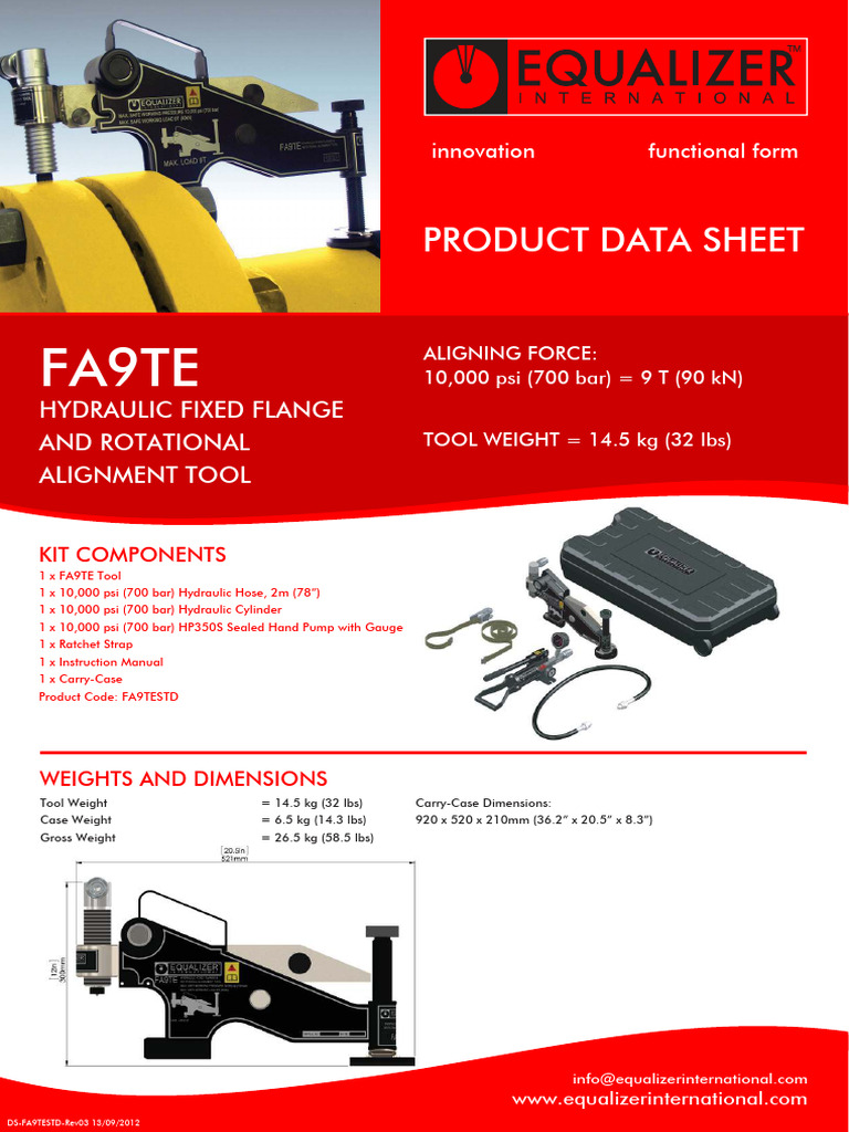 FA9TE Alignment Tool Data Sheet | PDF | Manufactured Goods | Mechanical ...