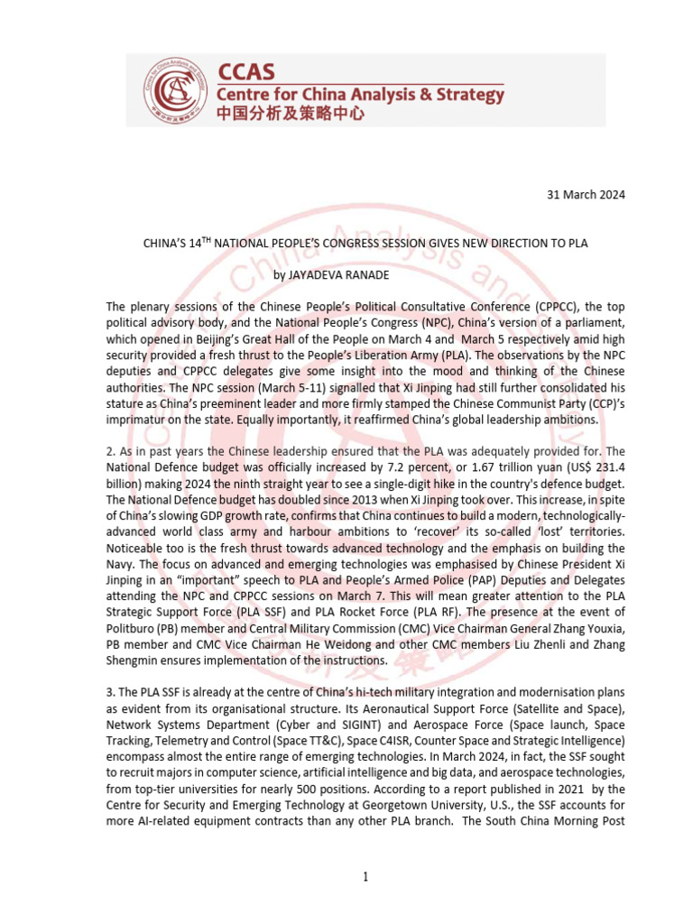 14th-NPC-AND-PLA | PDF | People's Liberation Army | Xi Jinping
