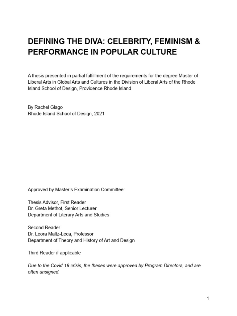 Defining The Diva - Celebrity Feminism & Performance in Popular C | PDF | Feminism | Gender Studies