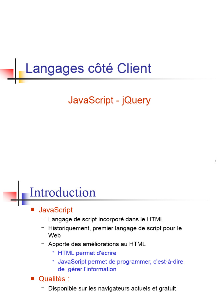 Cours2 JS JQuery 1 | PDF | JavaScript | Html