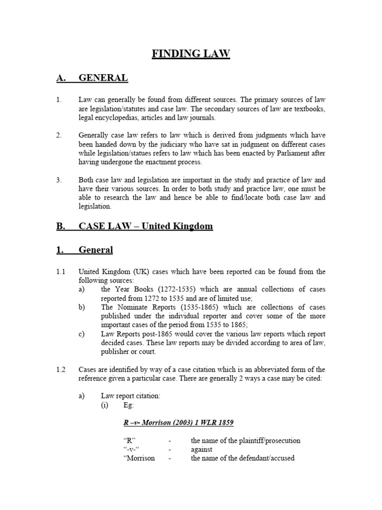 UK and Malaysia Case Law Guide | PDF | Case Law | Case Citation