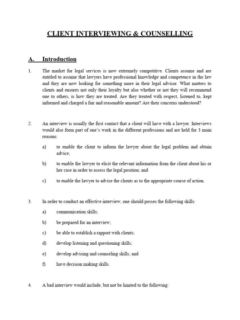 Legal Skills-7 CLIENT - INTERVIEWING - COUNSELLING | PDF | Nonverbal ...