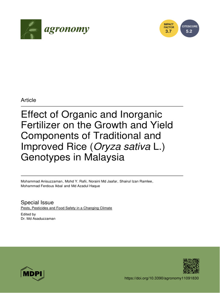Agronomy 11 01830 With Cover | PDF | Organic Farming | Fertilizer