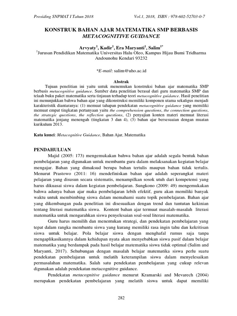 Prosiding SNPMAT I Tahun 2018 | PDF | Karier & Perkembangan