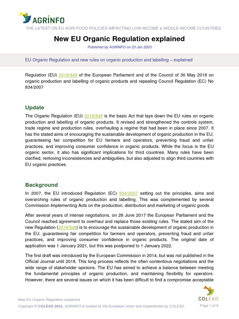 New Eu Organic Regulation Explained | PDF | European Union | Regulatory ...