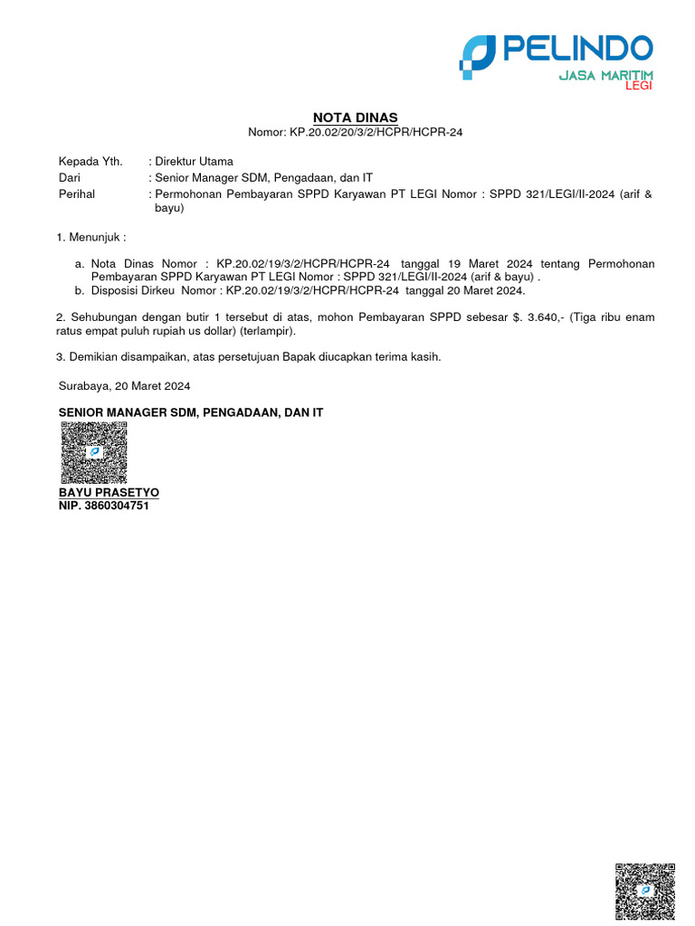 nd pembayaran sppd ln (1) | PDF