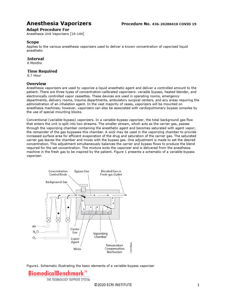 ECRI BiomedicalBenchmark IPM Anesthesia Vaporizers | PDF | Electrical ...