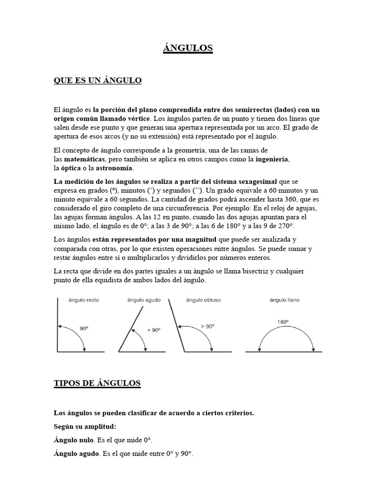 ÁNGULOS Geometria Analitica (p1) | PDF | Ángulo | Geometría Elemental