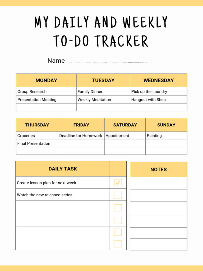Daily and Weekly To Do Chart 2 | PDF