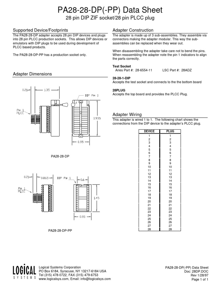 PA28-28-DP Adapter Data Sheet | PDF | Electrical Connector ...