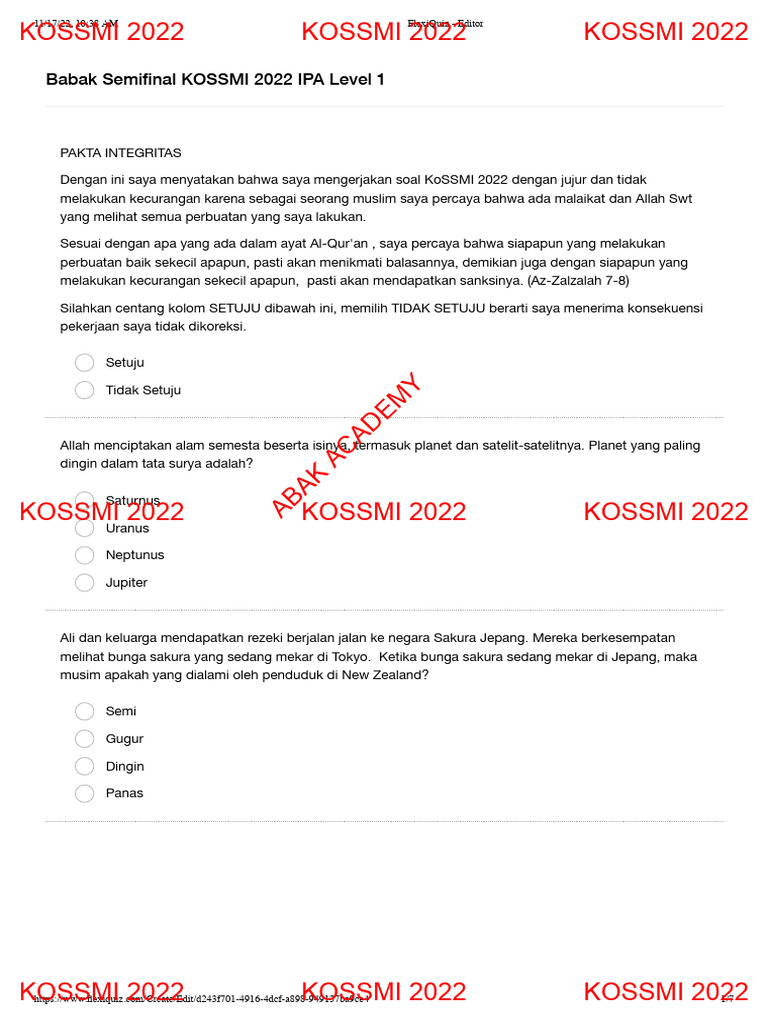 Soal Semifinal KoSSMI 2022 Level 1 IPA - Watermark - Watermark | PDF