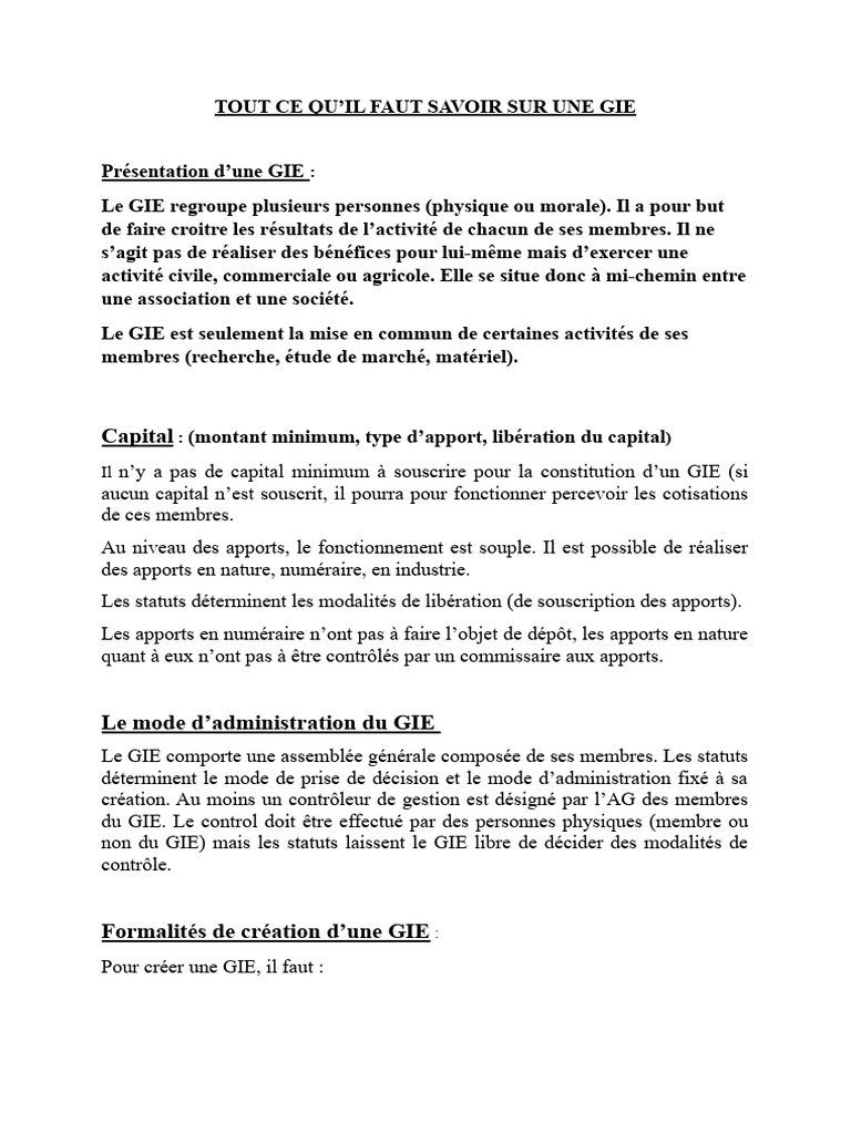 Comprendre le GIE : Guide complet | PDF | Impôts