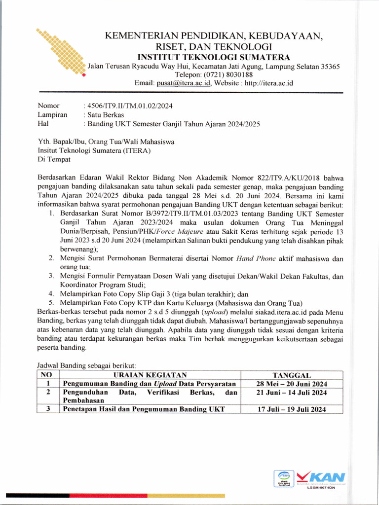 Surat Banding UKT 2024 | PDF