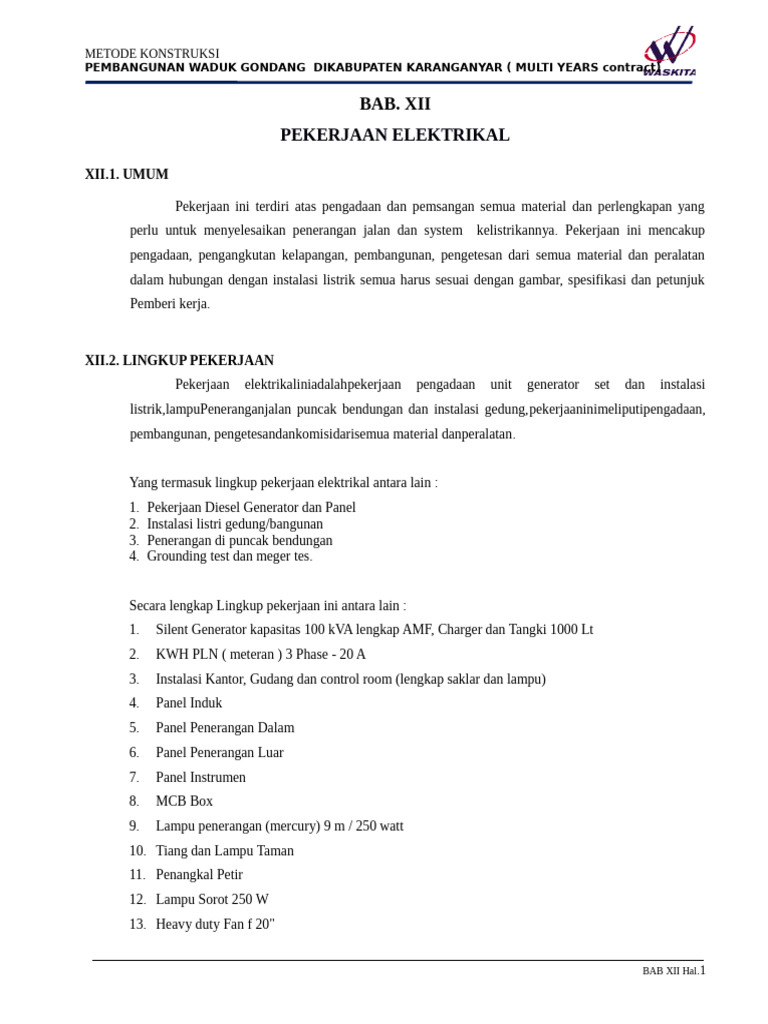 Metode Pelaksanaan Metode Elektrikal | PDF