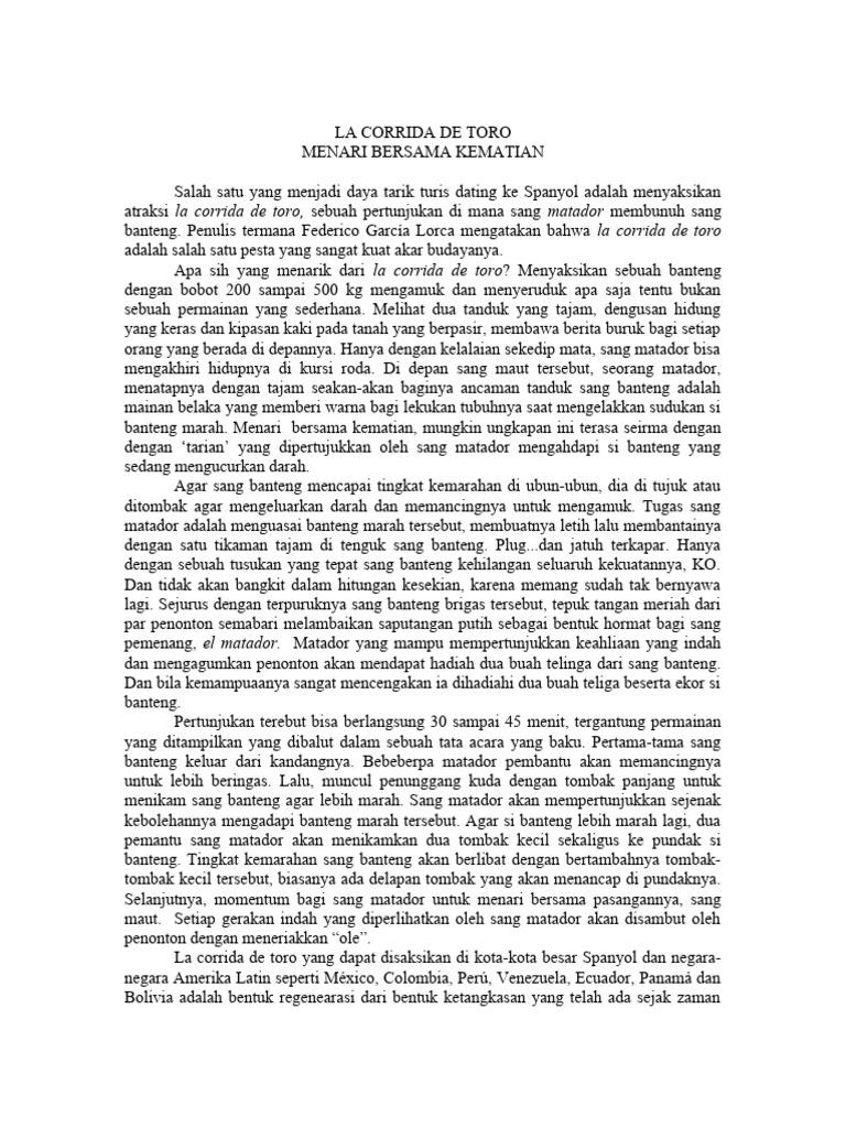 Daya Tarik La Corrida de Toro | PDF