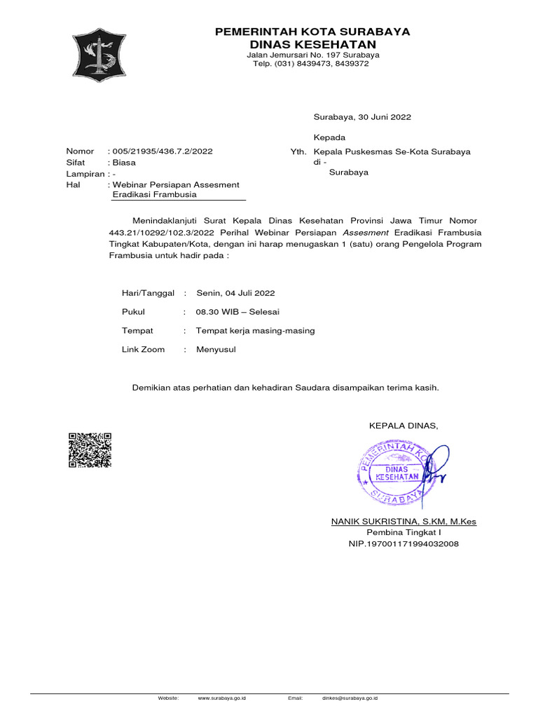 Surat Undangan Webinar Frambusia | PDF