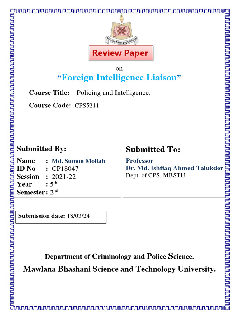 Foreign Intelligence Liaison Insights | PDF | Counterintelligence | Risk