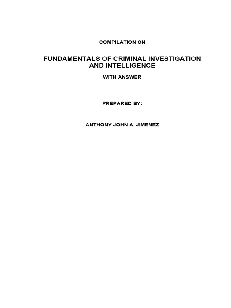 Fundamental of Criminal Investigation and Intelligence Part 1 | PDF | Arrest | Miranda Warning