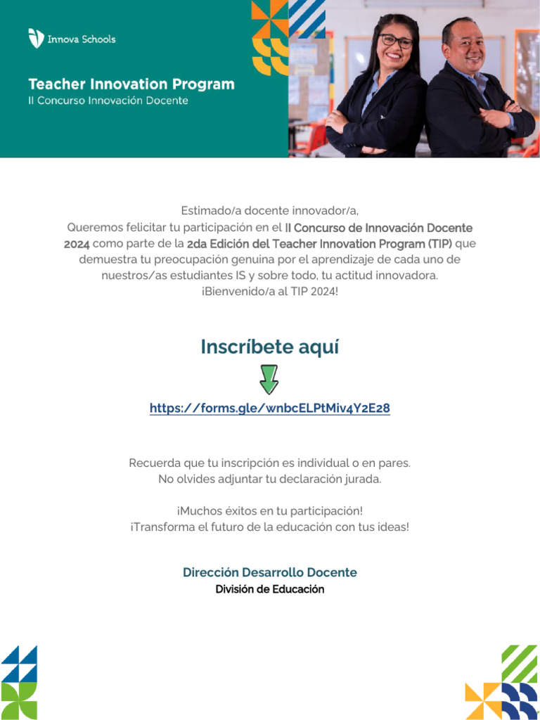 ¡Inscribe Tu Proyecto Aquí! - II Concurso Innovación Docente TIP 2024 | PDF