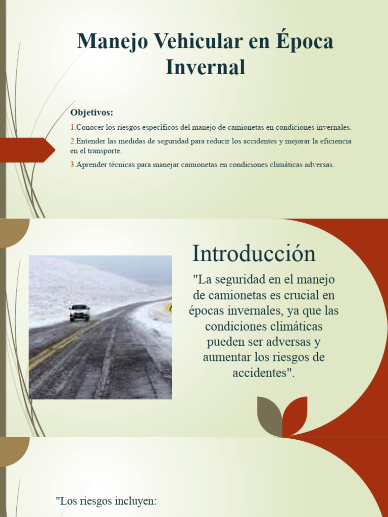 Manejo Vehicular en Época Invernal | PDF | Velocidad | Clima