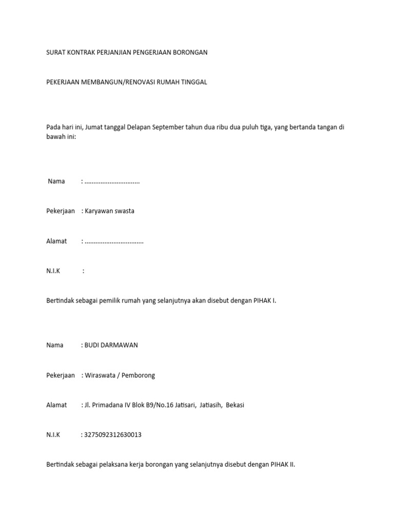 Daraf Kontrak DG Pak Hill 8 Sep 2023 | PDF | Pengelolaan Keuangan ...