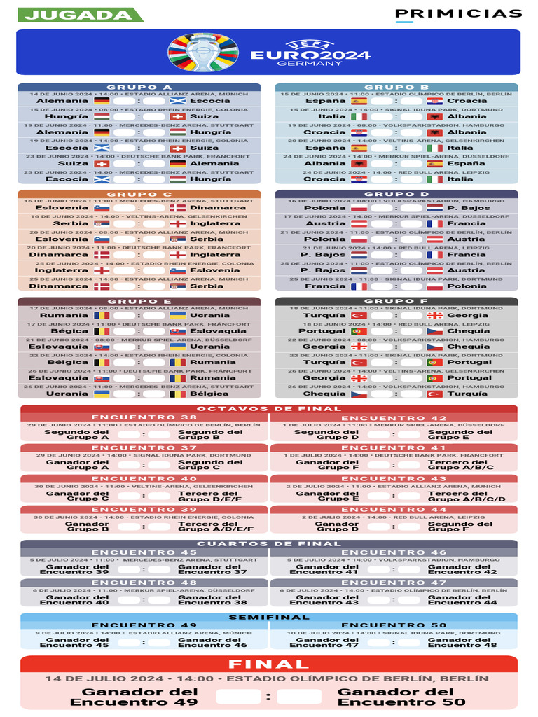 Calendario Eurocopa 2024 PDF | PDF