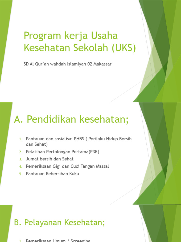 Program Kerja Usaha Kesehatan Sekolah (UKS) | PDF