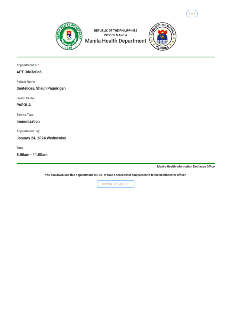 Manila Health Department: APT-3de3e0e6 | PDF