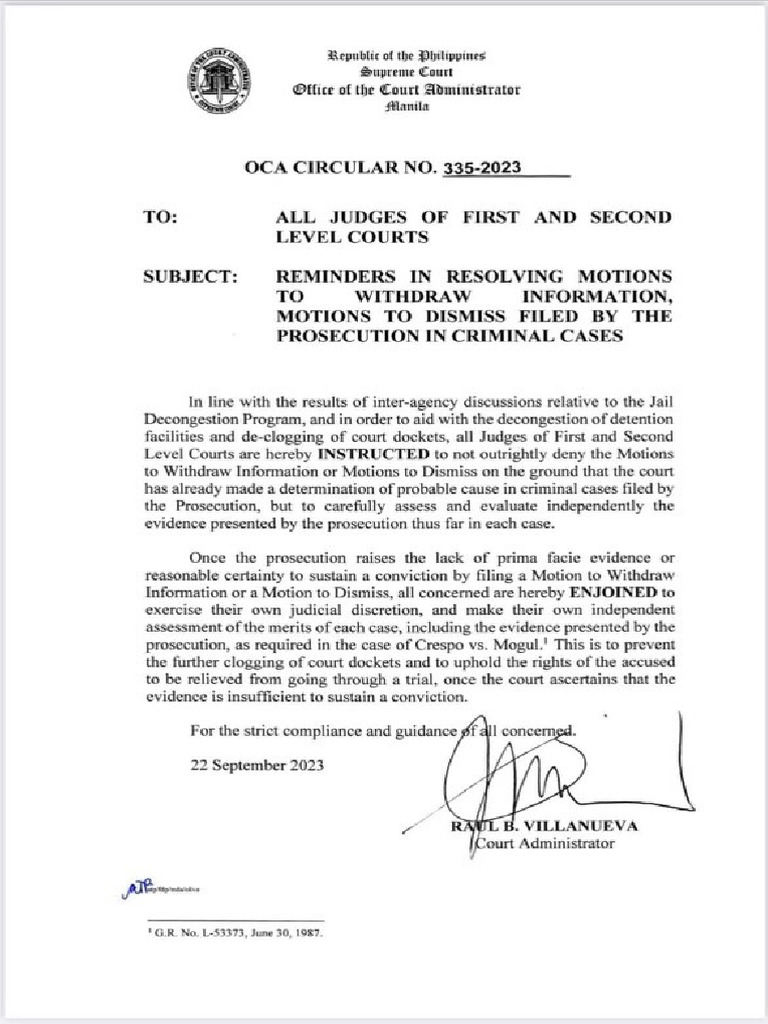 OCA Circular 335 2023 16176 | PDF