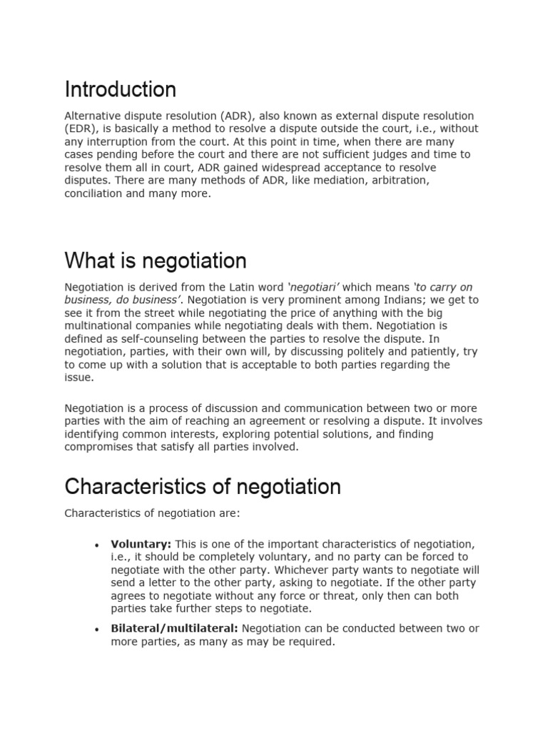 Negotiation As A Forum of Dispute Resolution | PDF | Alternative Dispute Resolution | Negotiation