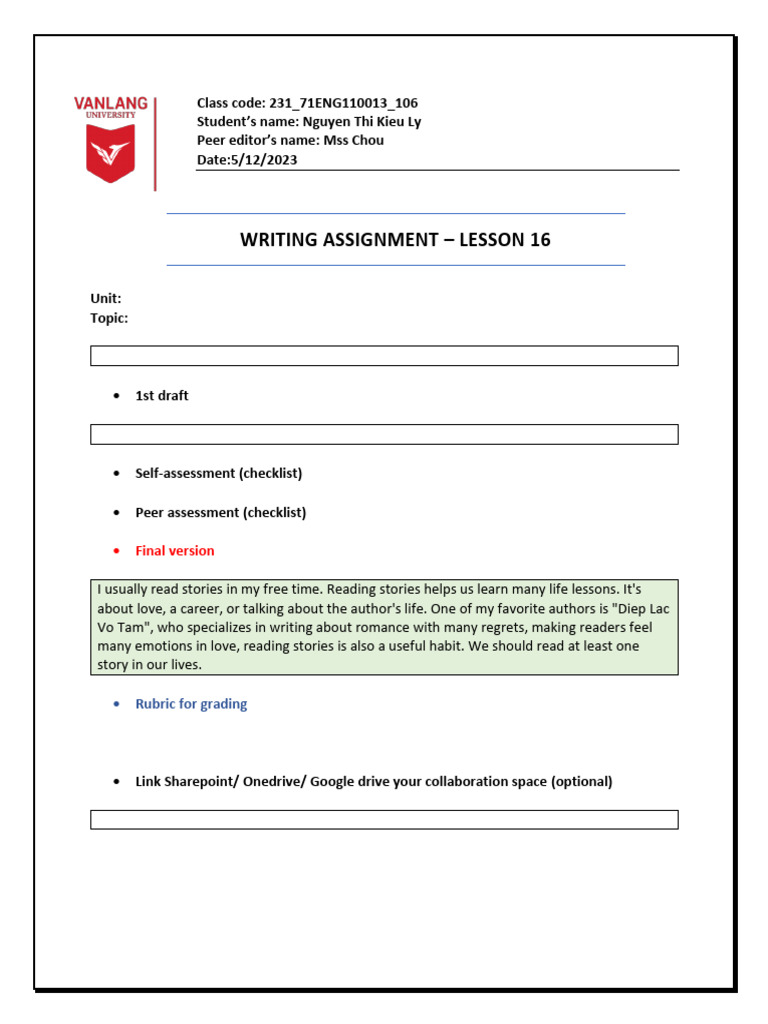 Template Writing assignment (16) | PDF