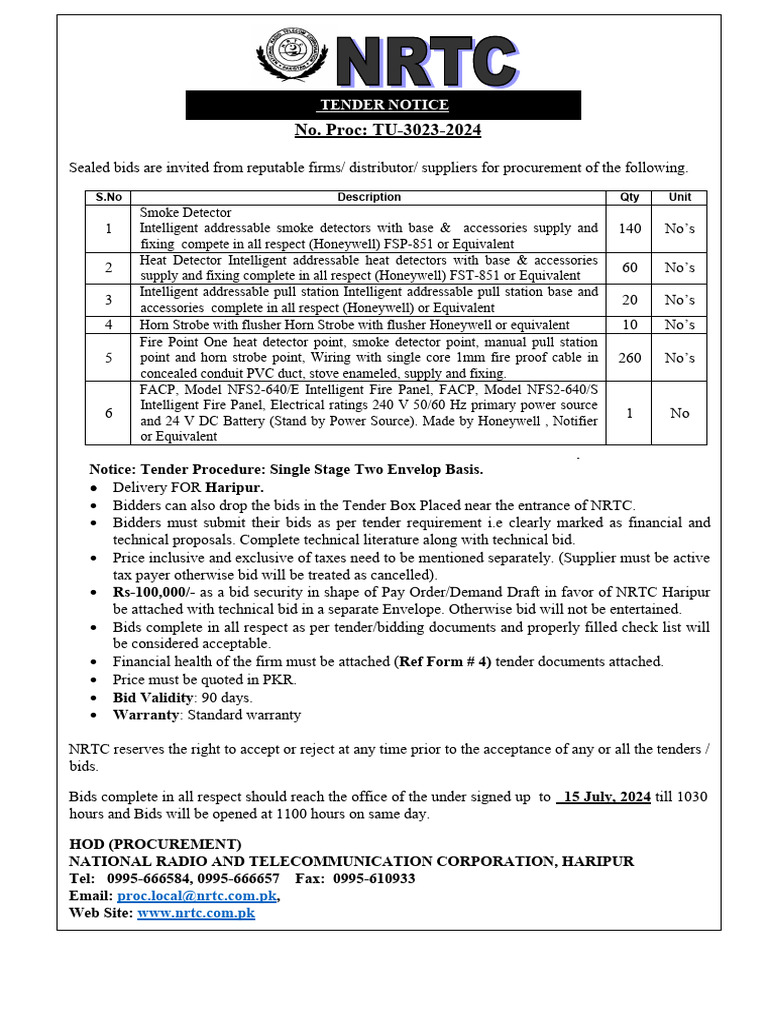 TU-3023-2024 Tender Documents | PDF | Taxes | Electrical Wiring