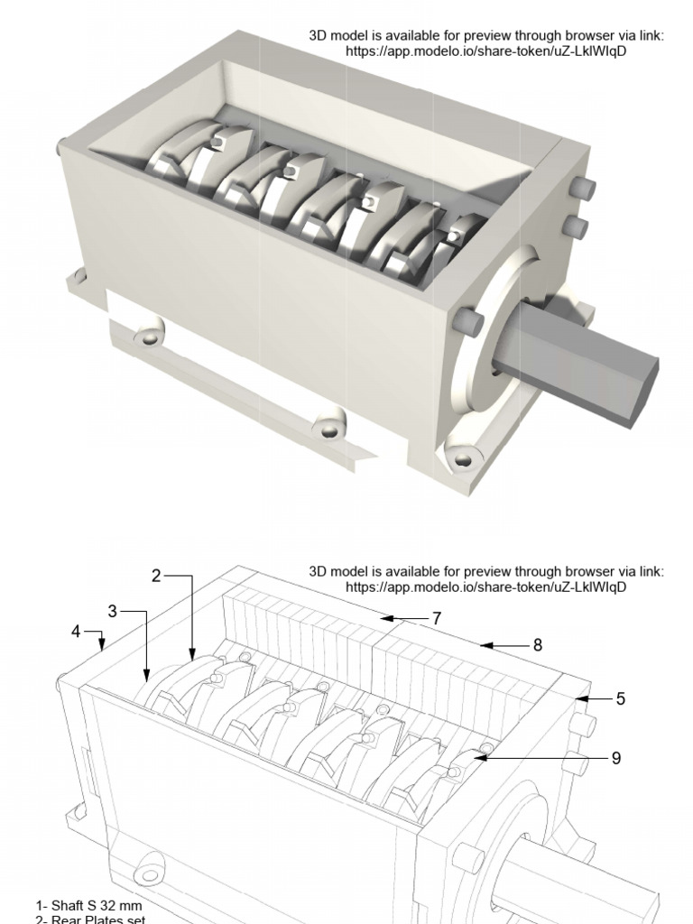 3D Model of Plastic Shredder Assembly | PDF