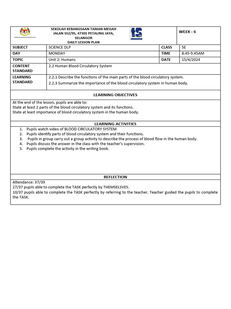 WEEK 5 | Download Free PDF | Lesson Plan | Blood