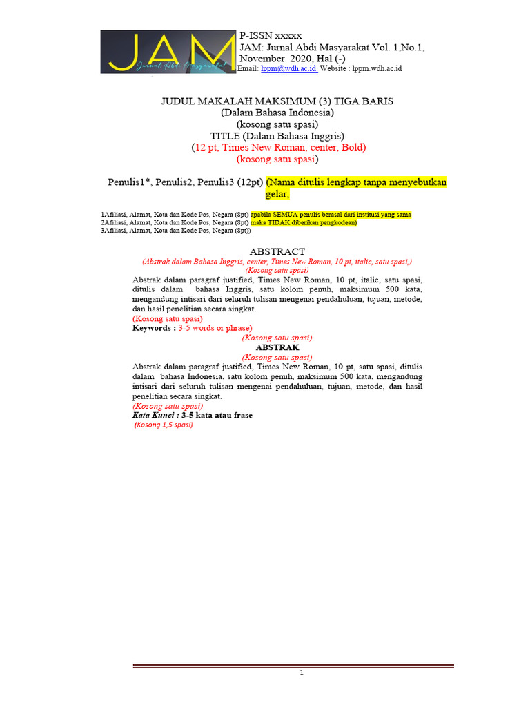 Template Jurnal Abdi Masyarakat | PDF