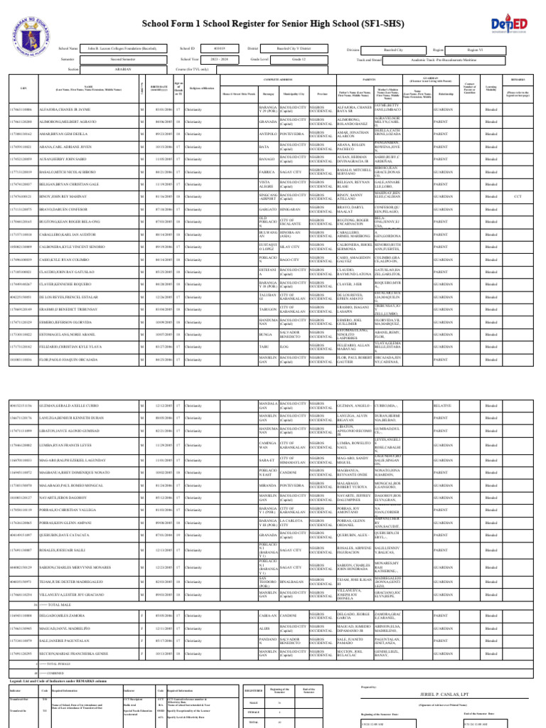 School Form 1 Arabian | PDF