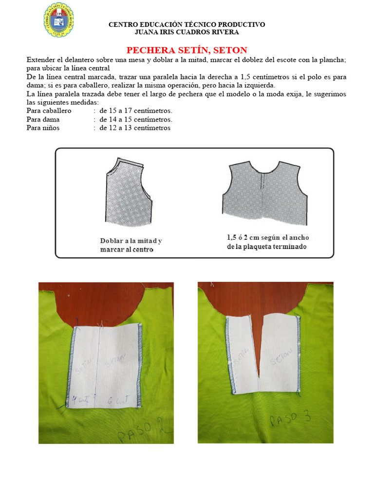 Elaboración de Pecheras Setín y Seton | PDF