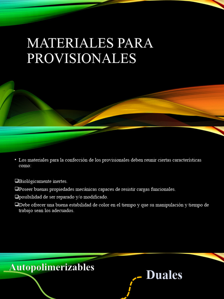 Materiales para Provisionales | PDF | Pintura acrilica | Compuesto Dental