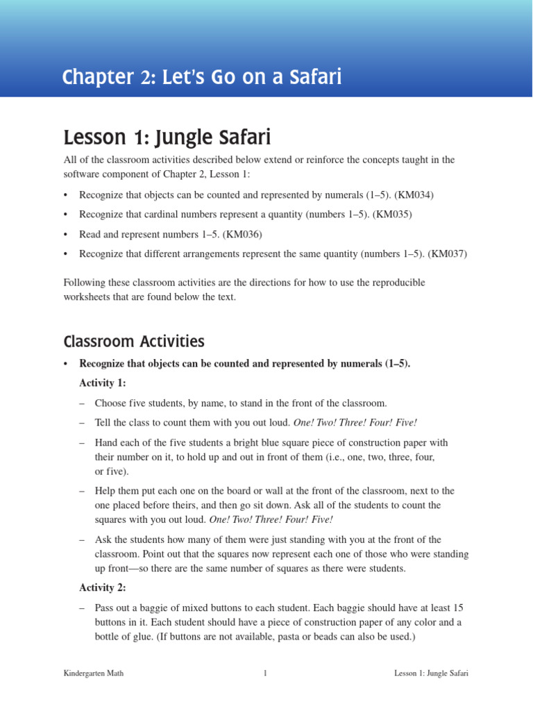 Kindergarten Math: Counting 1-5 Activities | PDF | Numbers